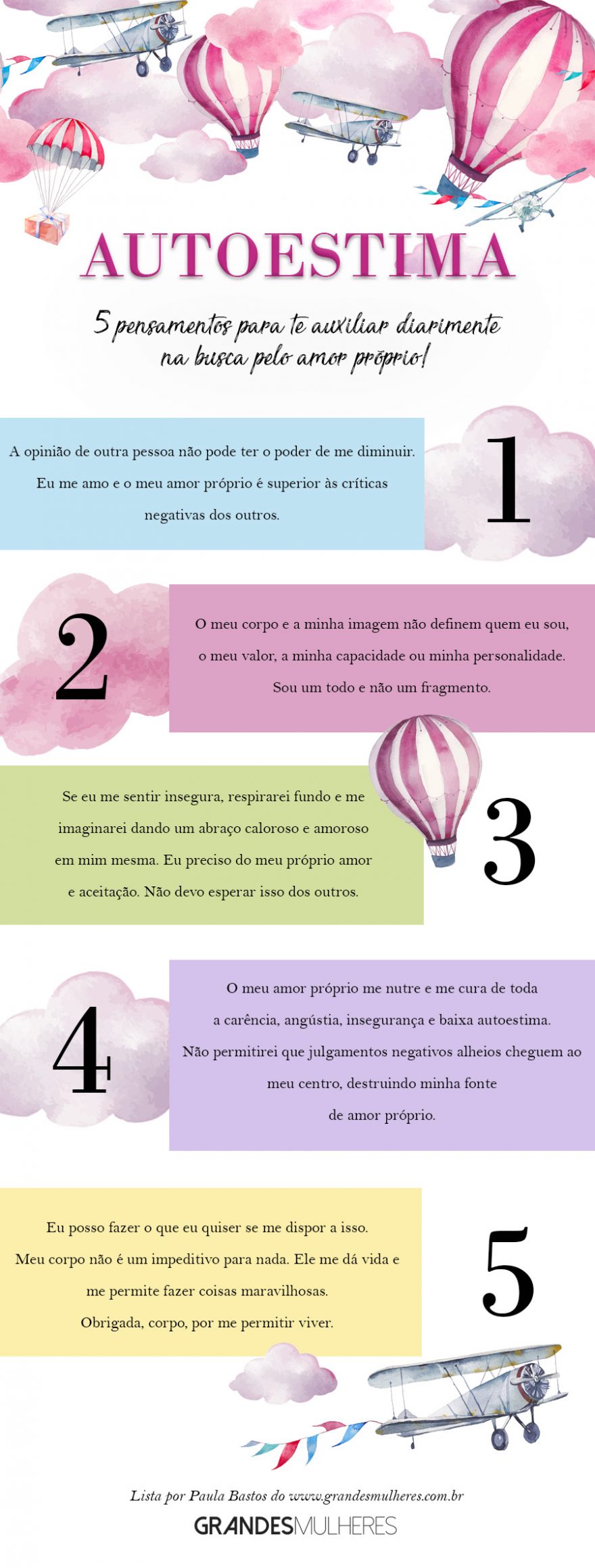 5 pensamentos para te ajudar a desenvolver autoestima - Grandes Mulheres